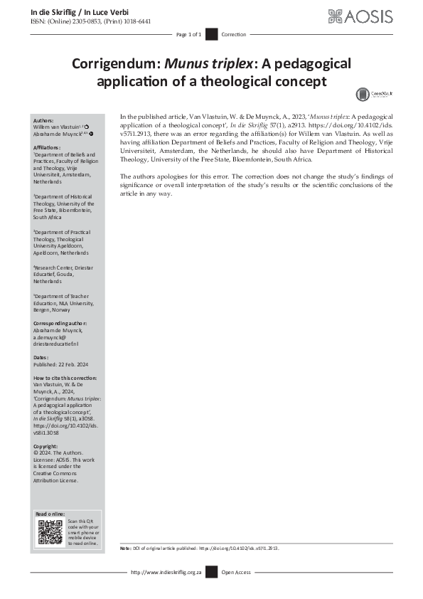 (PDF) Munus triplex: A pedagogical application of a theological concept