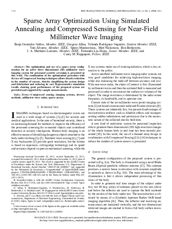 (PDF) Sparse Array Optimization Using Simulated Annealing and Compressed Sensing for Near-Field ...