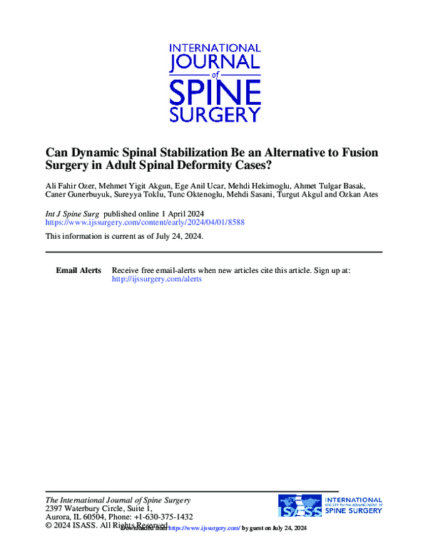 (PDF) Can Dynamic Spinal Stabilization Be an Alternative to Fusion ...