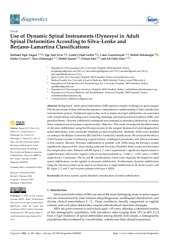 (PDF) Use of Dynamic Spinal Instruments (Dynesys) in Adult Spinal Deformities According to Silva ...