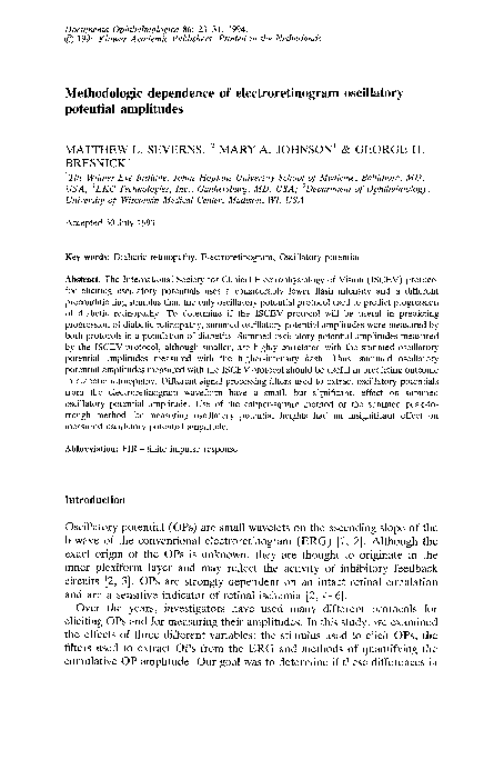 (PDF) Methodologic dependence of electroretinogram oscillatory ...
