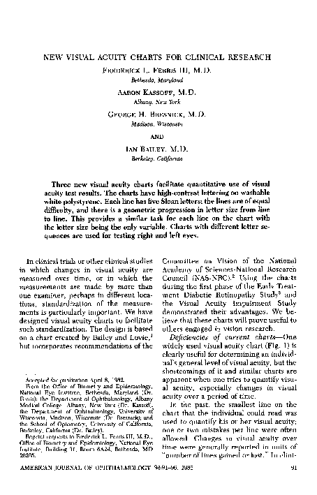 (PDF) New Visual Acuity Charts for Clinical Research