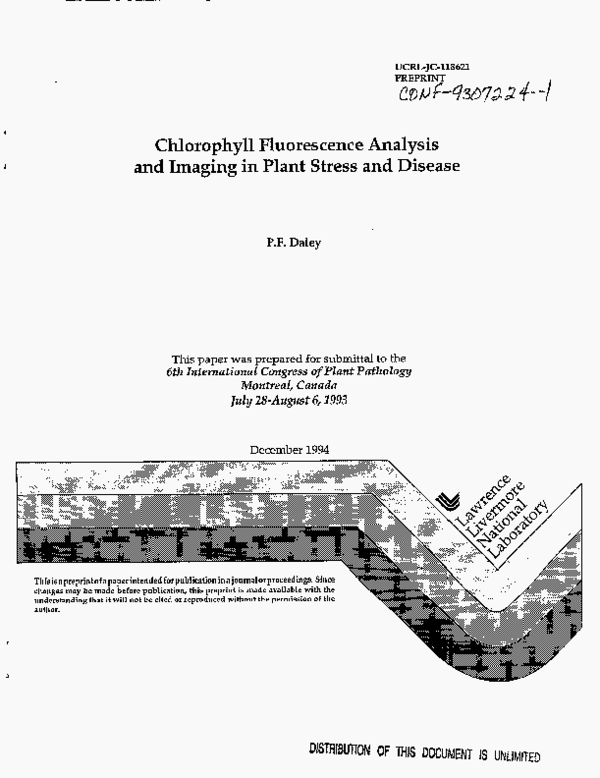 (PDF) Chlorophyll fluorescence analysis and imaging in plant stress and ...