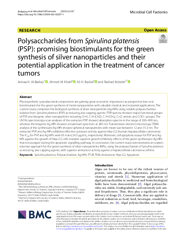 (PDF) Polysaccharides from Spirulina platensis (PSP): promising biostimulants for the green ...