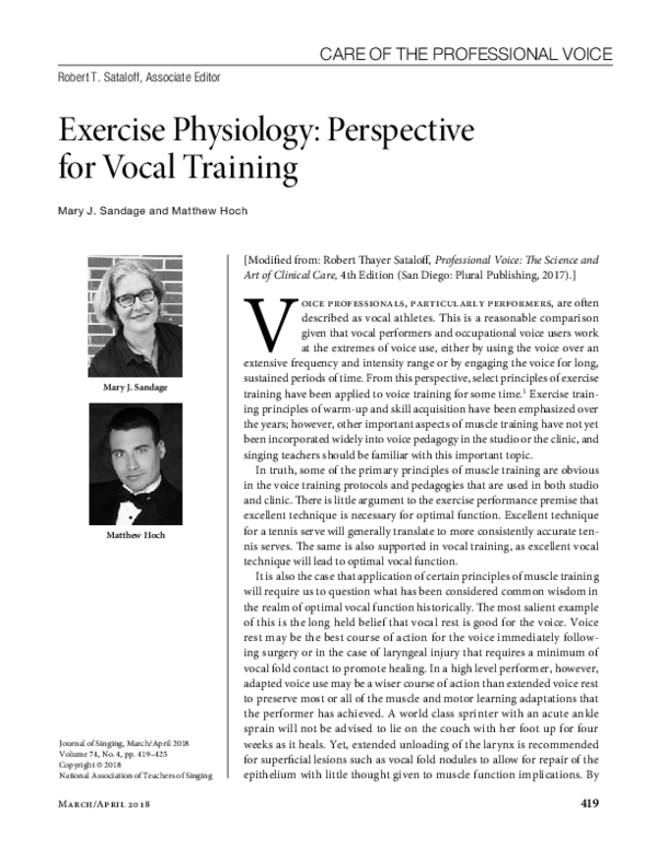 (PDF) Exercise Physiology: Perspective for Vocal Training