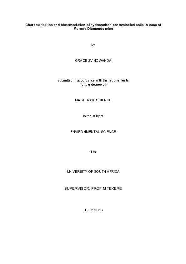 (PDF) Characterisation and bioremediation of hydrocarbon contaminated ...