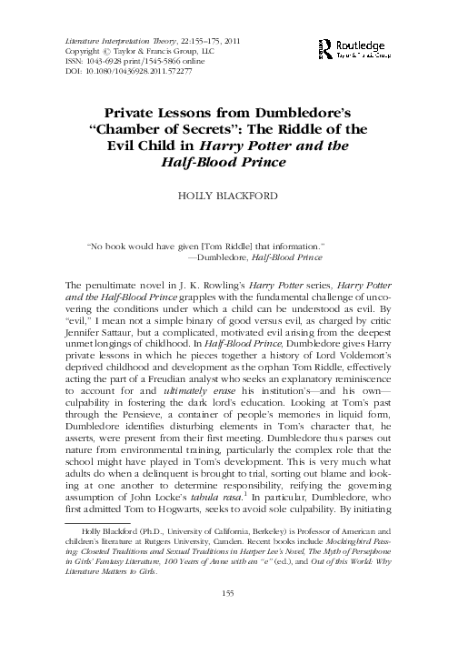 (PDF) Private Lessons from Dumbledore's “Chamber of Secrets”: The ...