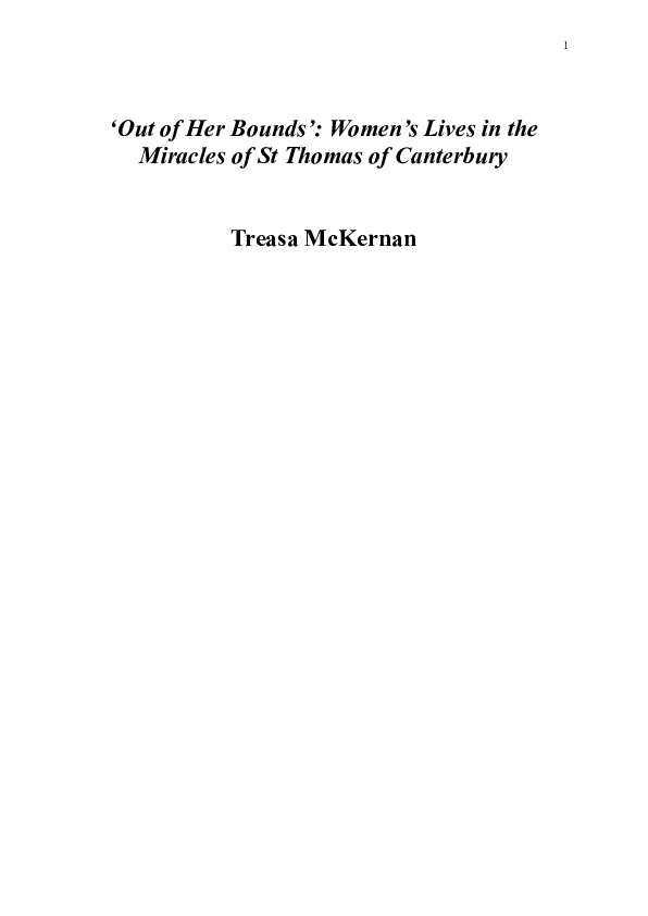 (PDF) 'Out of Her Bounds': Women's Lives in the Miracles of St Thomas ...