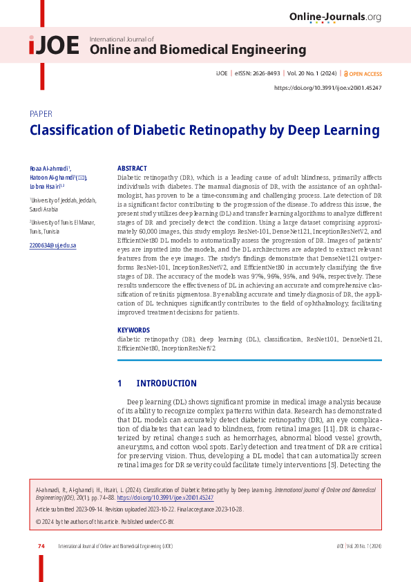 (PDF) Classification of Diabetic Retinopathy by Deep Learning