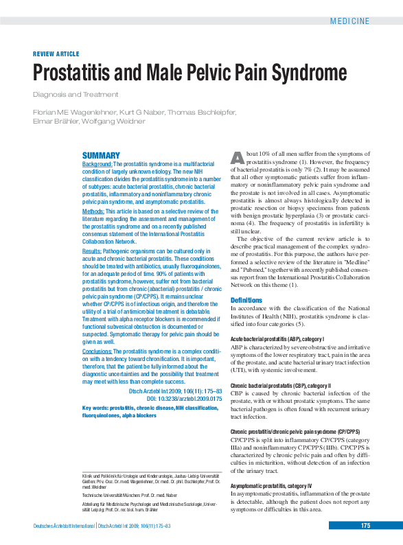 (PDF) Prostatitis Diagnosis and Management Overview