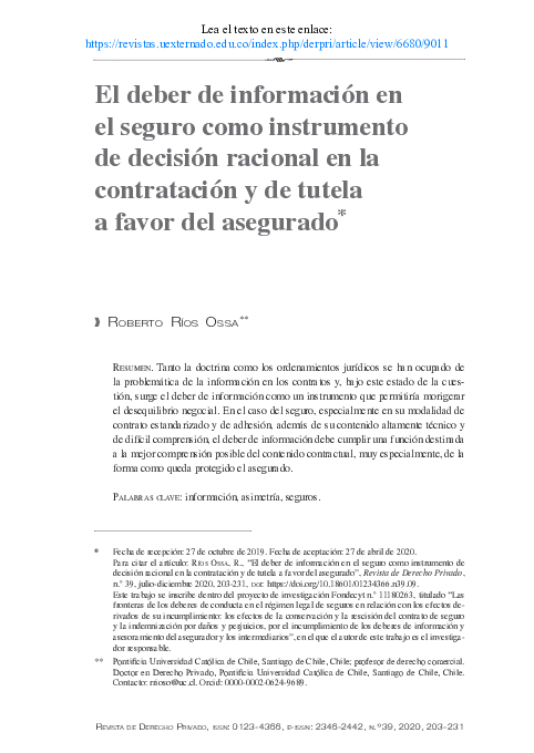 (PDF) El deber de información en el seguro como instrumento de decisión ...