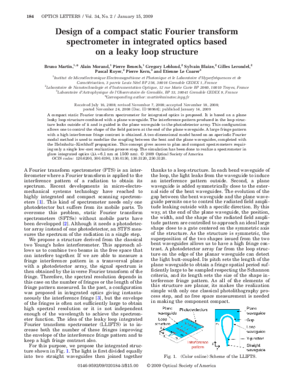 (PDF) Design of a compact static Fourier transform spectrometer in integrated optics based on a ...