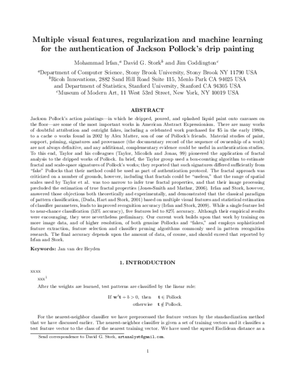 (PDF) Multiple visual features, regularization and machine learning for the authentication of ...