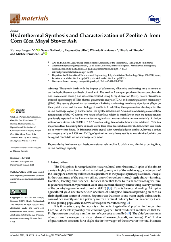 (PDF) Hydrothermal Synthesis and Characterization of Zeolite A from ...