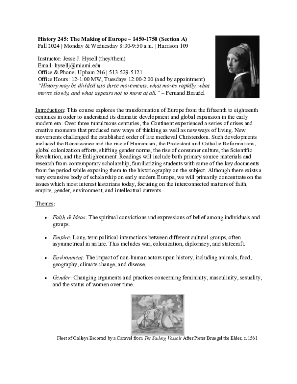 (PDF) History 245: The Making of Europe, 1450-1750