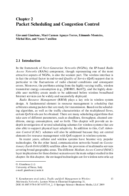 (PDF) Packet Scheduling and Congestion Control