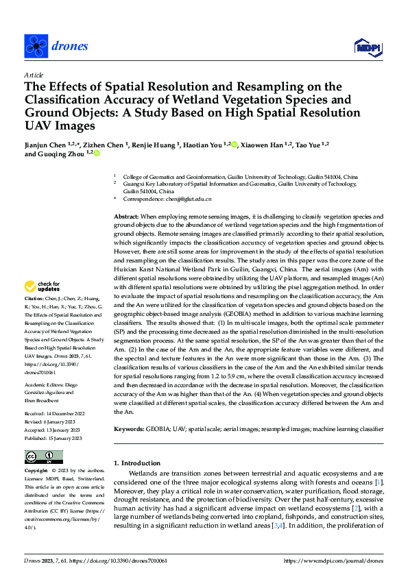 Pdf The Effects Of Spatial Resolution And Resampling On The Classification Accuracy Of Wetland