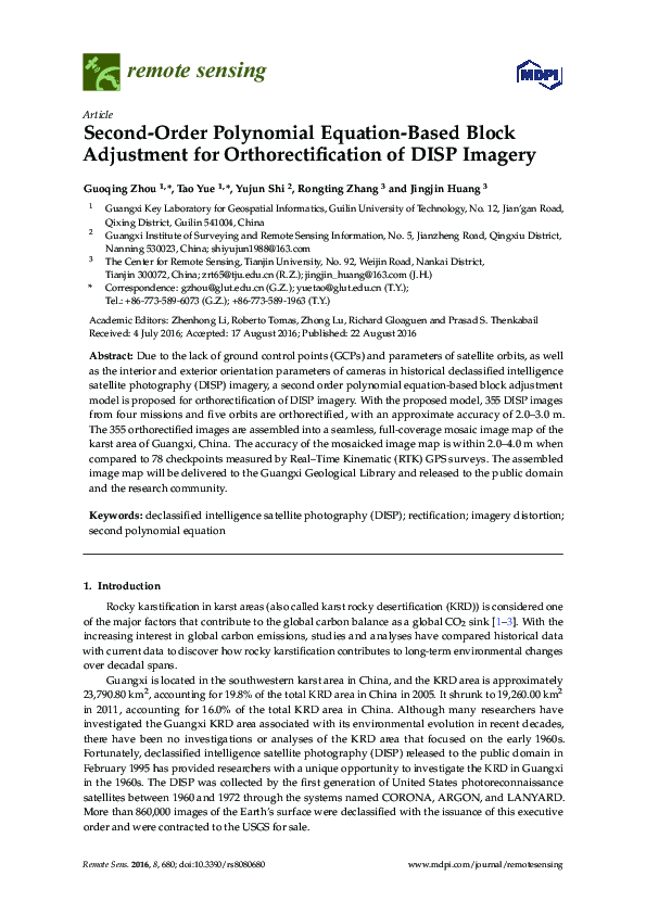 (PDF) Second-Order Polynomial Equation-Based Block Adjustment for ...