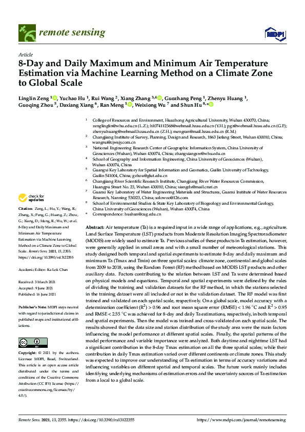 (PDF) 8-Day and Daily Maximum and Minimum Air Temperature Estimation via Machine Learning Method ...