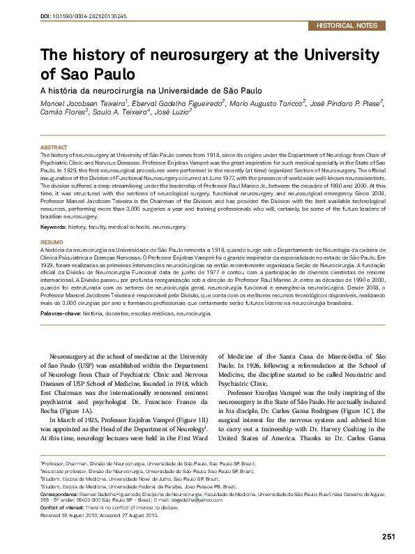 (PDF) The history of neurosurgery at the University