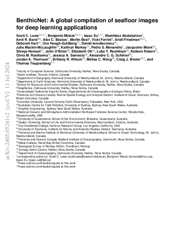(PDF) BenthicNet: A global compilation of seafloor images for deep ...