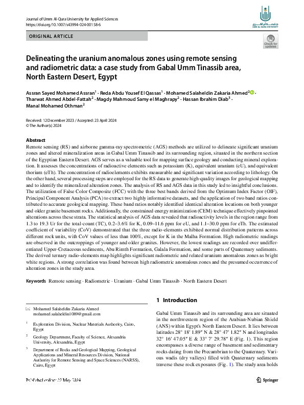 (PDF) Delineating the uranium anomalous zones using remote sensing and ...