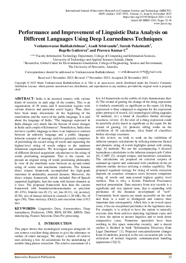 (PDF) Performance and Improvement of Linguistic Data Analysis on ...