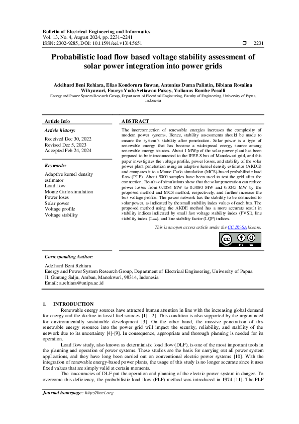 (PDF) Probabilistic load flow based voltage stability assessment of solar power integration into ...