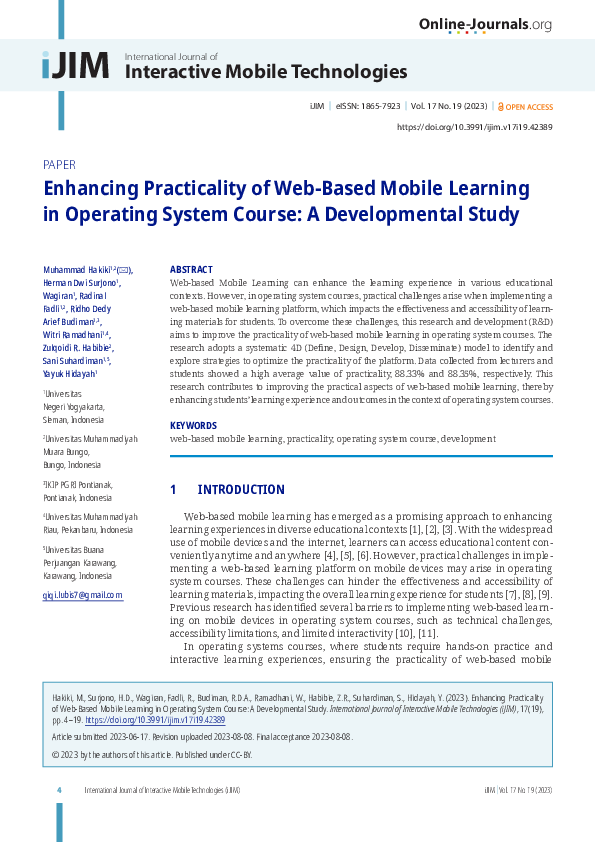 (PDF) Enhancing Practicality of Web-Based Mobile Learning in Operating System Course: A ...