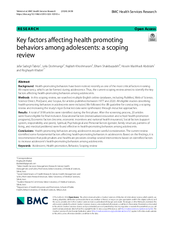 (PDF) Key factors affecting health promoting behaviors among ...