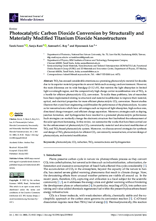 (PDF) Photocatalytic Carbon Dioxide Conversion by Structurally and ...