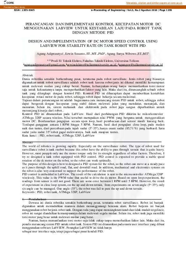(PDF) Perancangan Dan Implementasi Kontrol Kecepatan Motor Dc ...