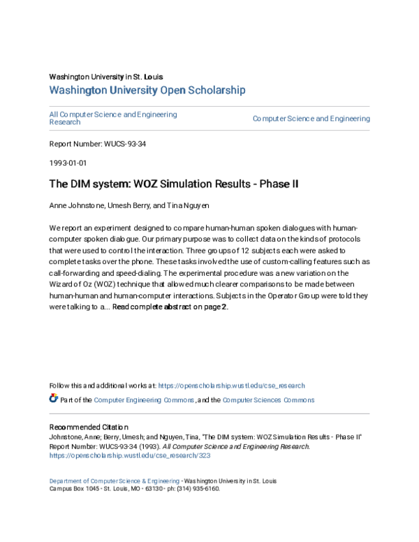 (PDF) The DIM system: WOZ Simulation Results - Phase II | Jennifer ...