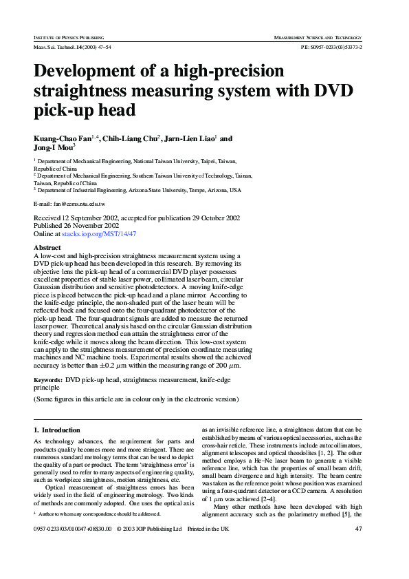(PDF) Development of a high-precision straightness measuring system ...