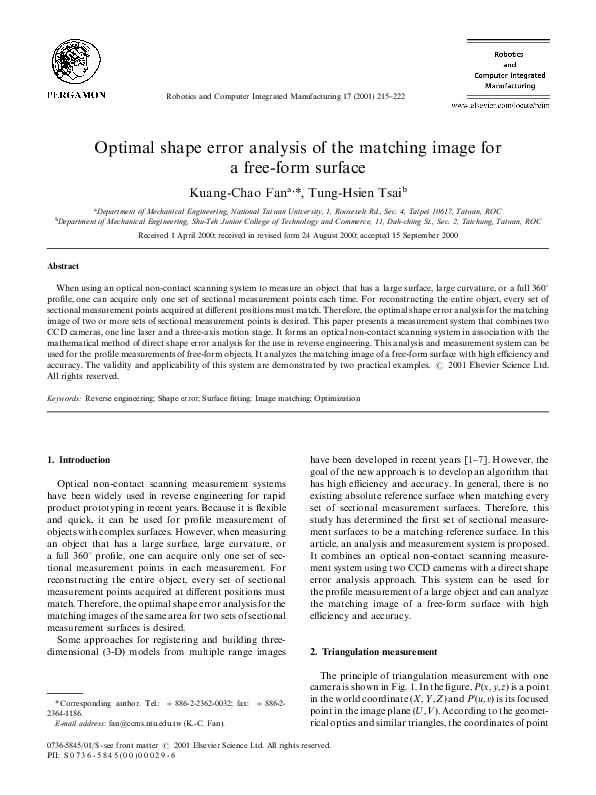 (PDF) Optimal shape error analysis of the matching image for a free ...