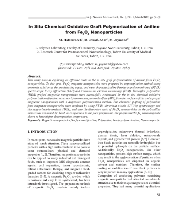 (PDF) In Situ Chemical Oxidative Graft Polymerization of Aniline from ...