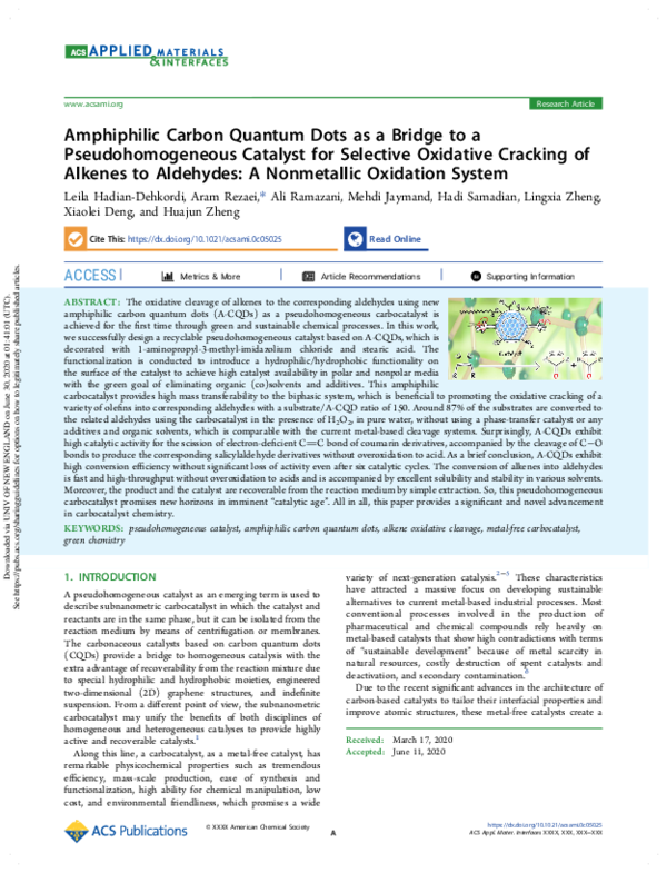 (PDF) Amphiphilic Carbon Quantum Dots as a Bridge to a ...