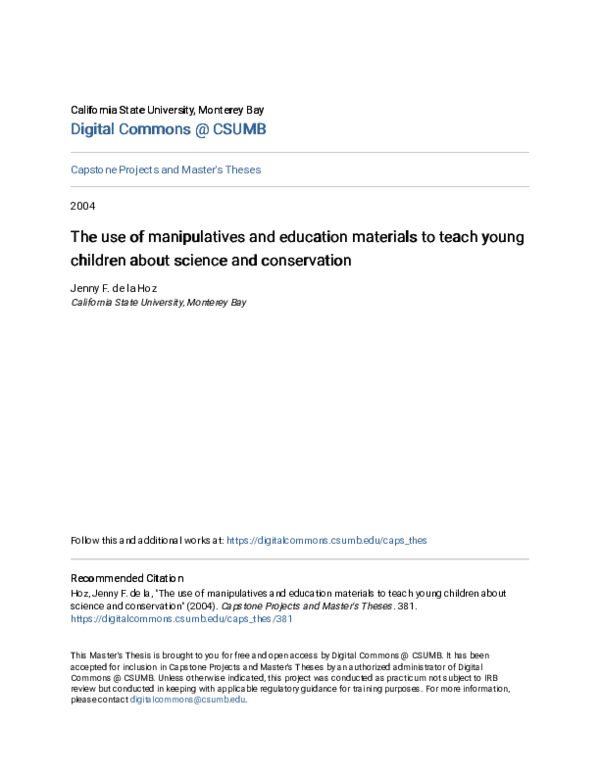 (PDF) The use of manipulatives and education materials to teach young ...