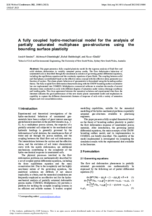 (PDF) A fully coupled hydro-mechanical model for the analysis of partially saturated multiphase ...