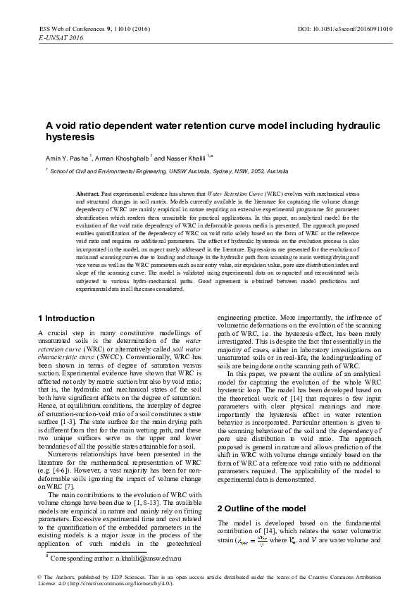 (PDF) A void ratio dependent water retention curve model including ...