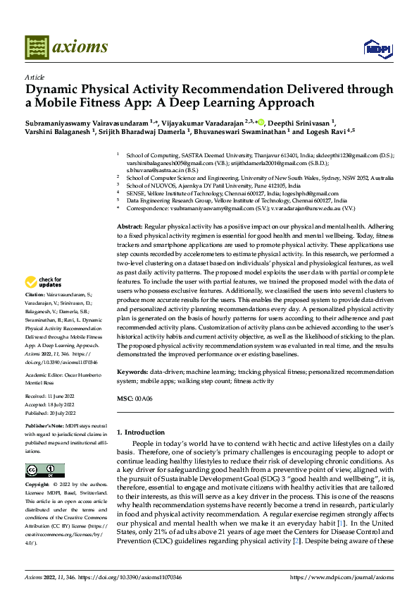 (PDF) Dynamic Physical Activity Recommendation Delivered through a ...