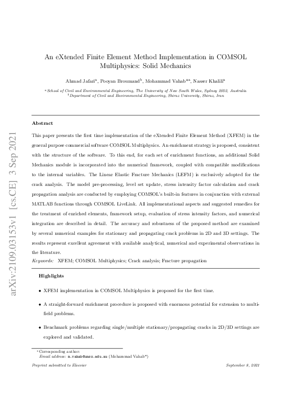 Pdf An Extended Finite Element Method Implementation In Comsol