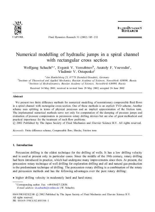 (PDF) Numerical modelling of hydraulic jumps in a spiral channel with rectangular cross section