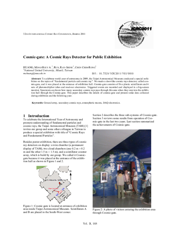 (PDF) Cosmic-gate: A Cosmic Rays Detector for Public Exhibition