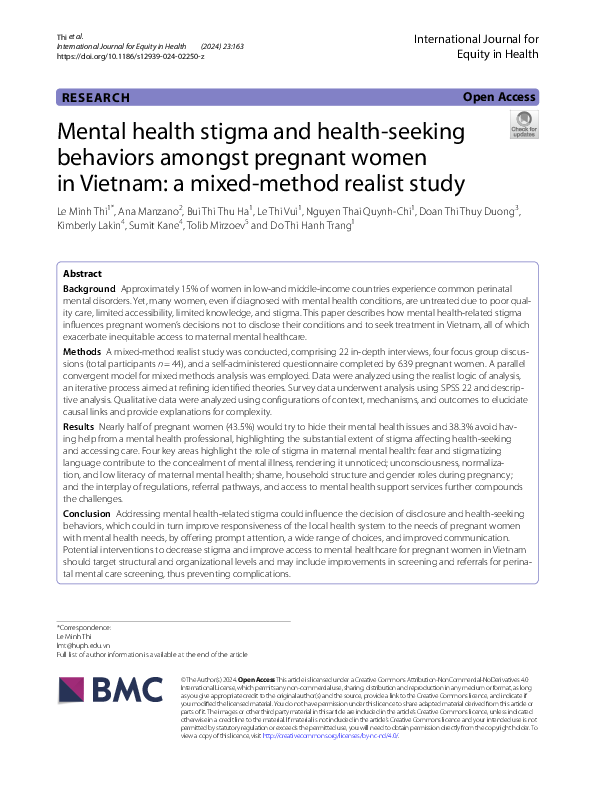 (PDF) Mental health stigma and health-seeking behaviors amongst ...
