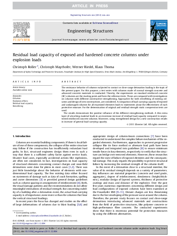 (PDF) Residual load capacity of exposed and hardened concrete columns ...