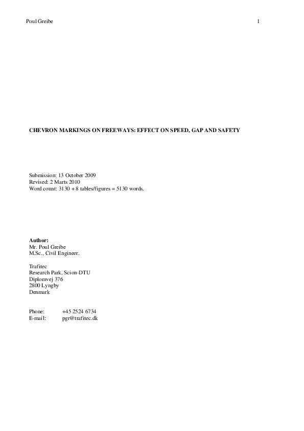 (PDF) Chevron Markings on Freeways: Effect on Speed, Gap and Safety