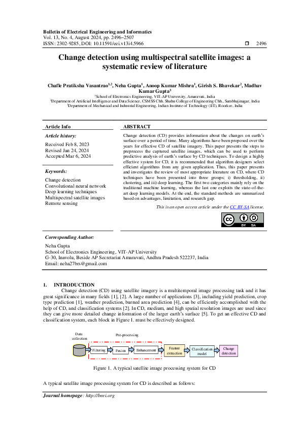 (PDF) Change detection using multispectral satellite images: a systematic review of literature