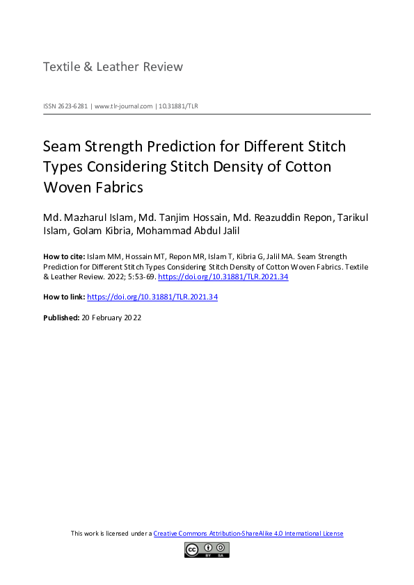 (PDF) Seam Strength Prediction for Different Stitch Types Considering ...
