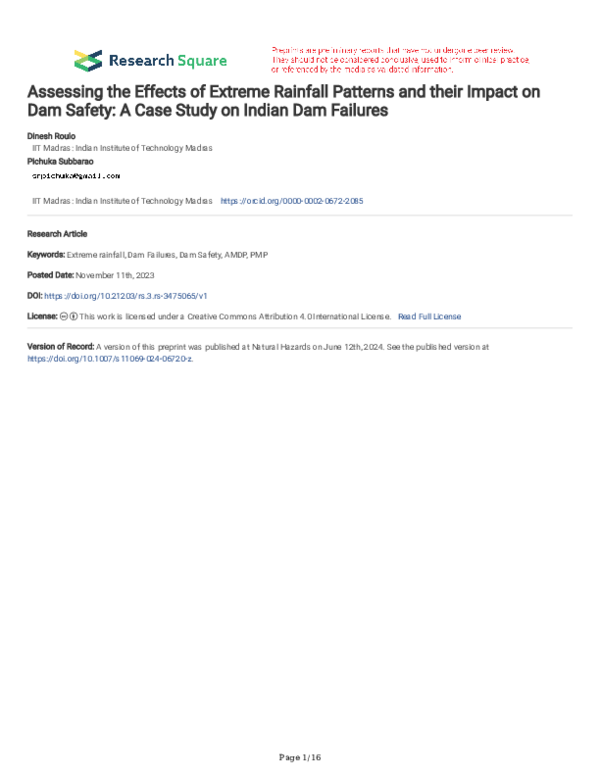 (PDF) Assessing the Effects of Extreme Rainfall Patterns and their ...